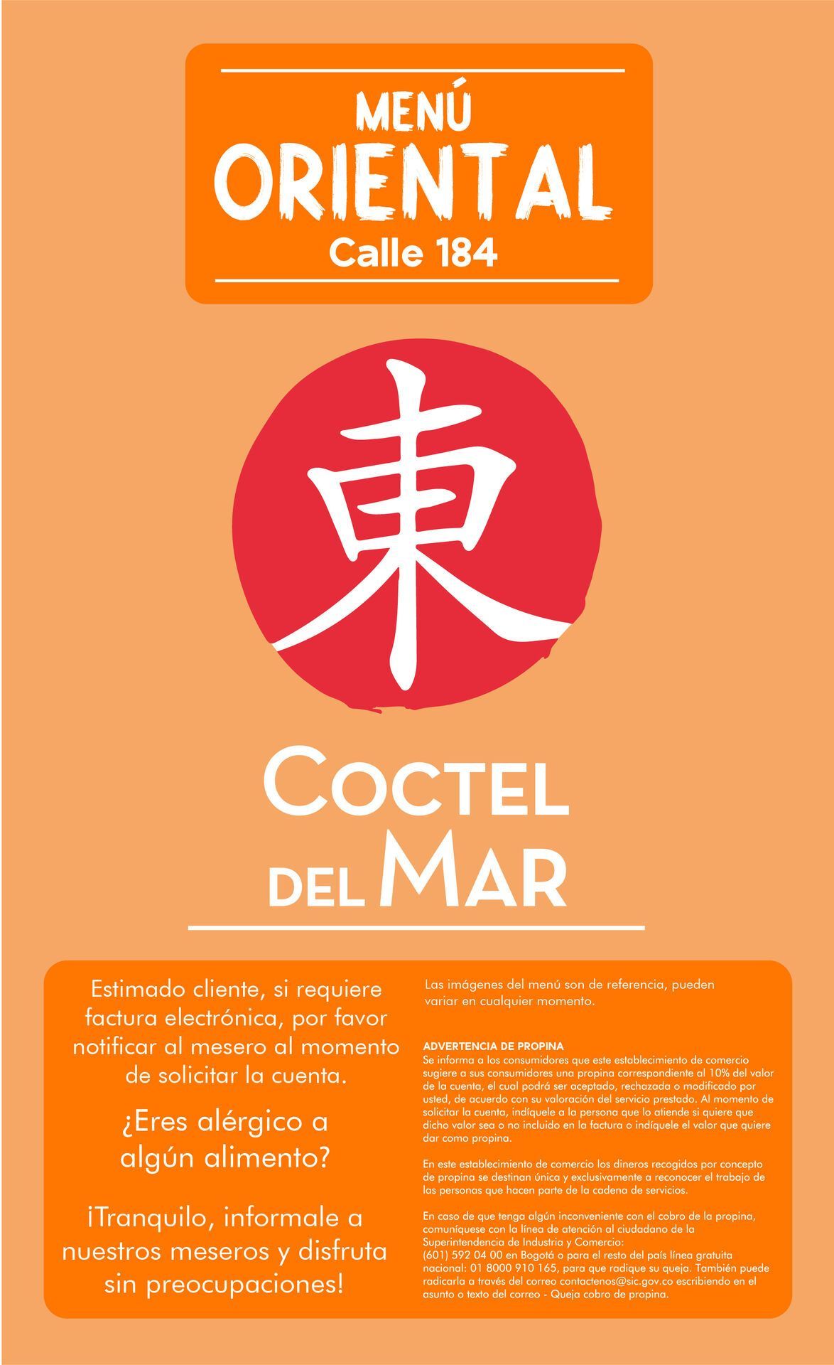 Menú Oriental Sede 184